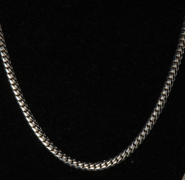 14K White Gold Cuban Link Chain 20". - Moriartys Gem Art