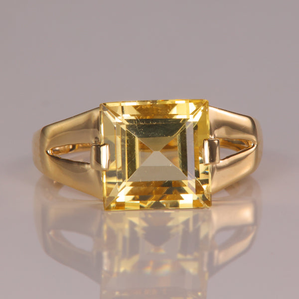 14K Yellow Gold Citrine Ring 3.00 Carats - Moriartys Gem Art