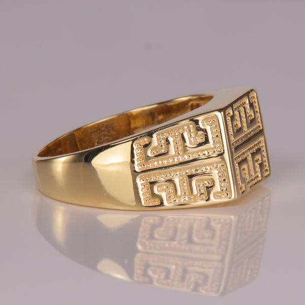 14K Yellow Gold Greek Key Ring - Moriartys Gem Art