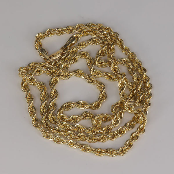 10K Yellow Gold Rope Chain 21" - Moriartys Gem Art