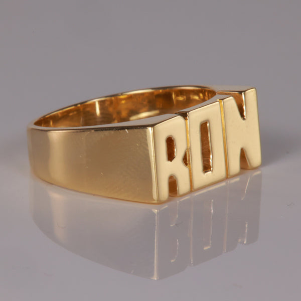 14K Yellow Gold RON Ring - Moriartys Gem Art