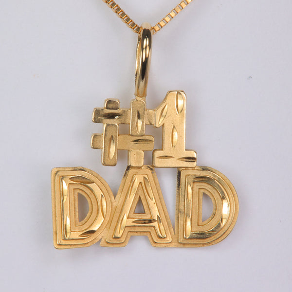 14K Yellow Gold #1 Dad Pendant - Moriartys Gem Art