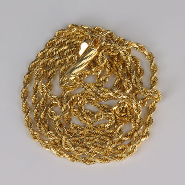 14K Yellow Gold Rope Chain 21" - Moriartys Gem Art
