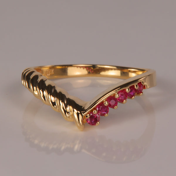 14K Yellow Gold Ruby Contour Ring .20cts - Moriartys Gem Art