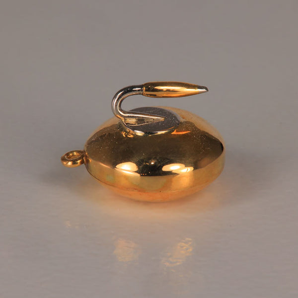 18K Yellow Gold Curling Stone Pendant - Moriartys Gem Art