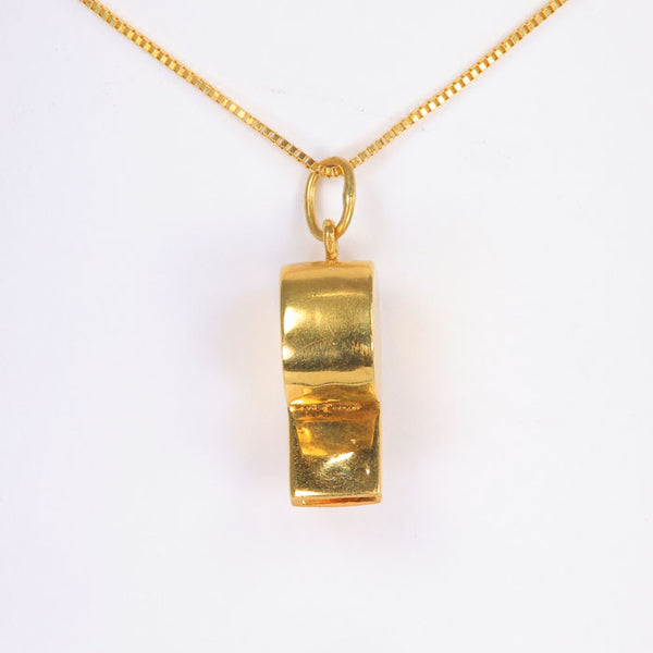 14K Yellow Gold Whistle Pendant - Moriartys Gem Art