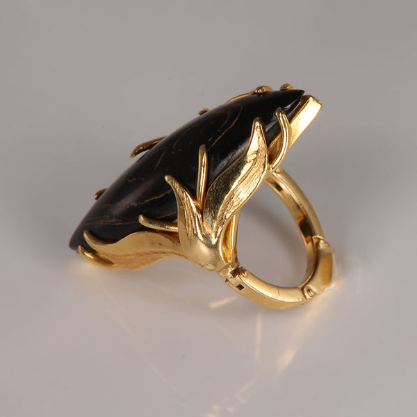 10K Yellow Gold Adjustable Shank Cocktail Ring - Moriartys Gem Art