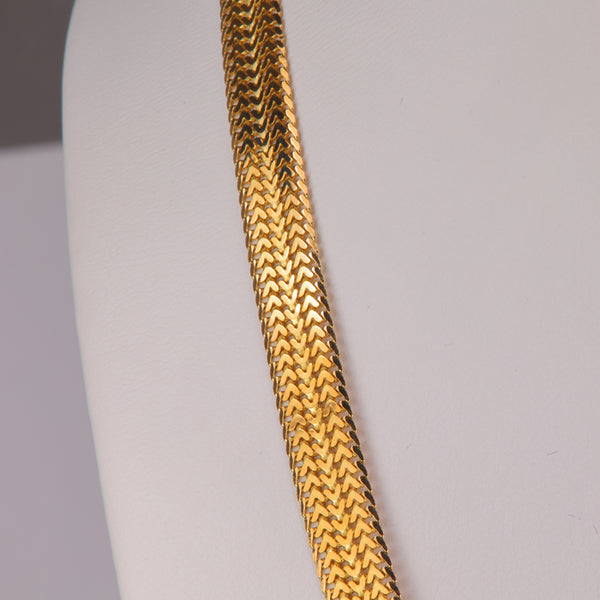 14K Yellow Gold Chevron Herringbone Chain 20" - Moriartys Gem Art