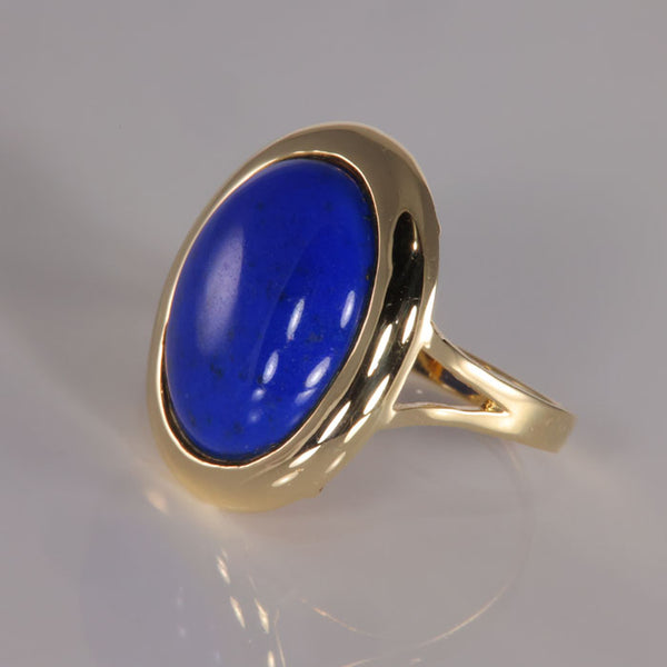 14K Yellow Gold Lapis Ring - Moriartys Gem Art