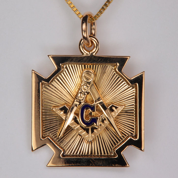 yellow gold masonic estate pendant