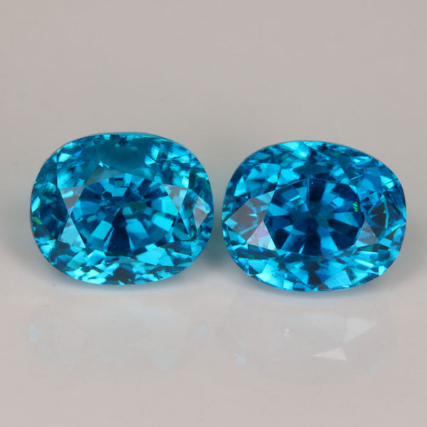 Pair of Oval Blue Zircon Gemstones 9.30cts - Moriartys Gem Art